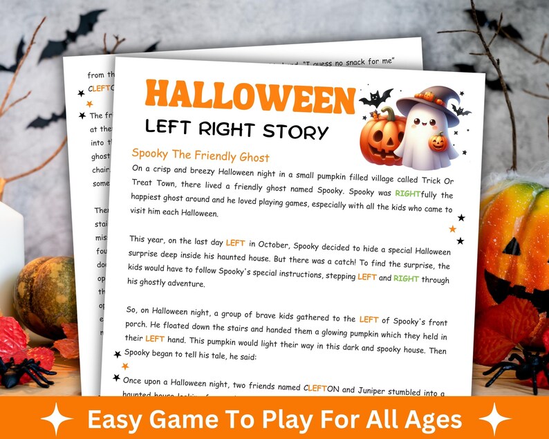 Left Right Halloween Game, Halloween Printable Game, Pass the Pumpkin ...