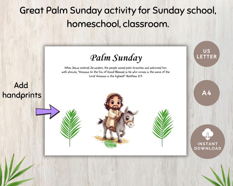Palm Sunday Handprint Craft, Easter Handprint Art, Holy Week Activity ...