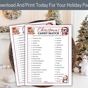 Christmas Candy Match Trivia Game, Holiday Trivia Game, Printable ...