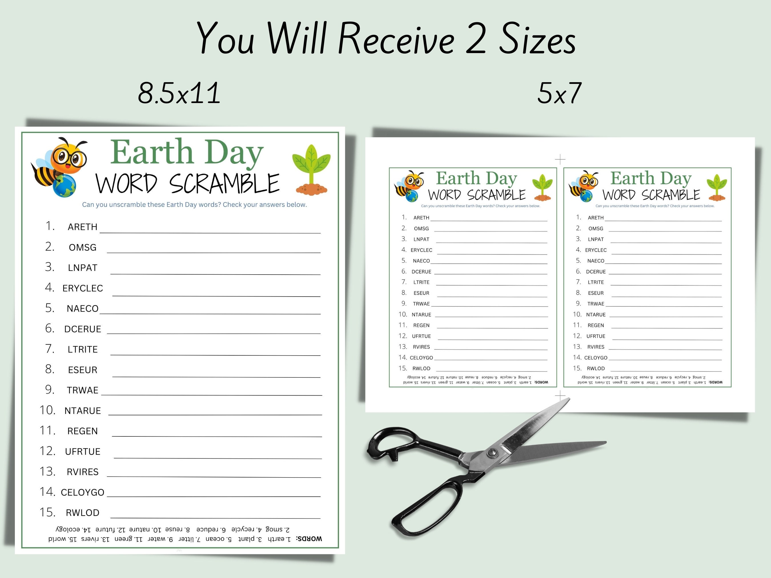 Earth Day Word Scramble, Earth Day Printable Game, Environmental ...