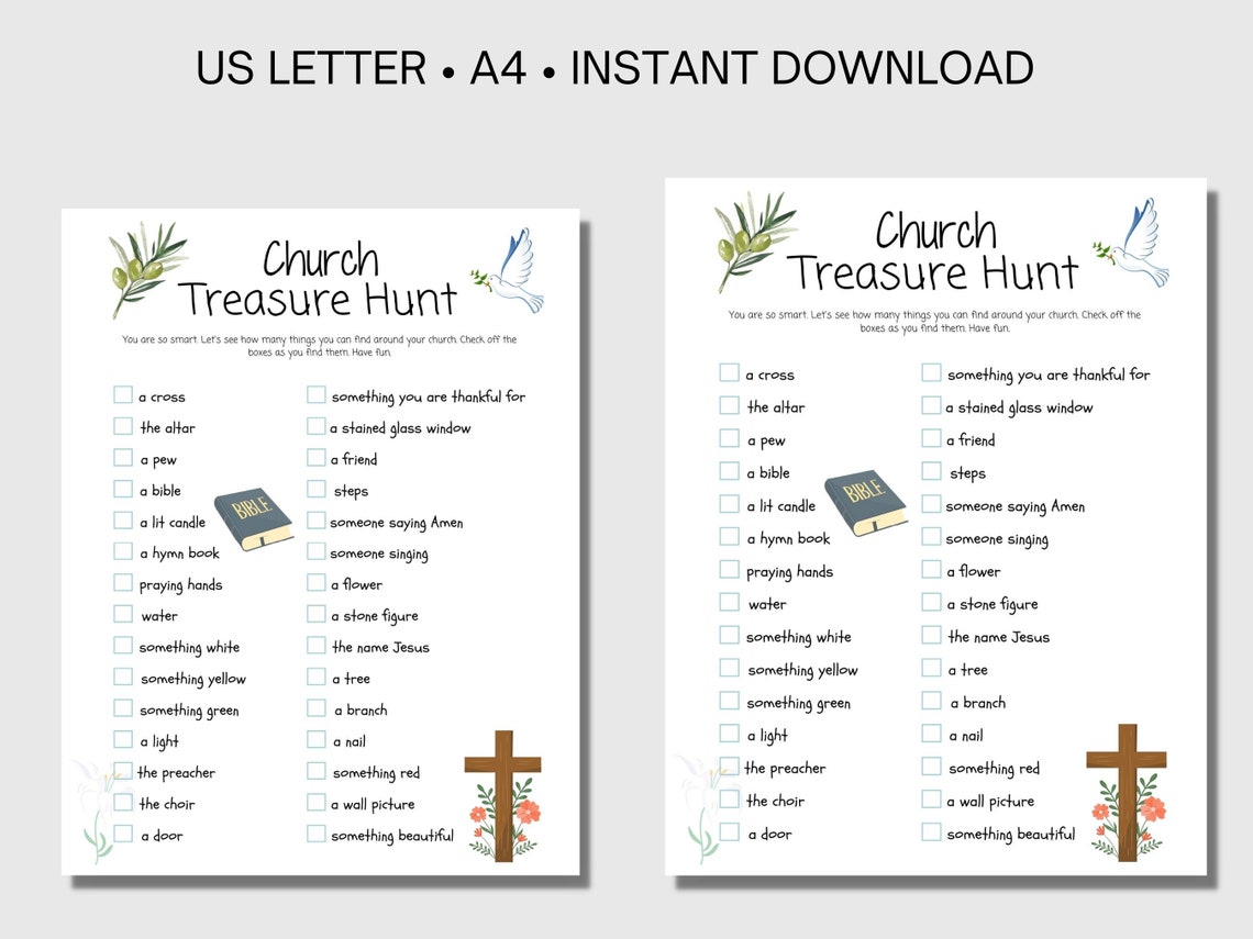 Church Treasure Hunt for Kids, Church Scavenger Hunt, I Spy Game ...