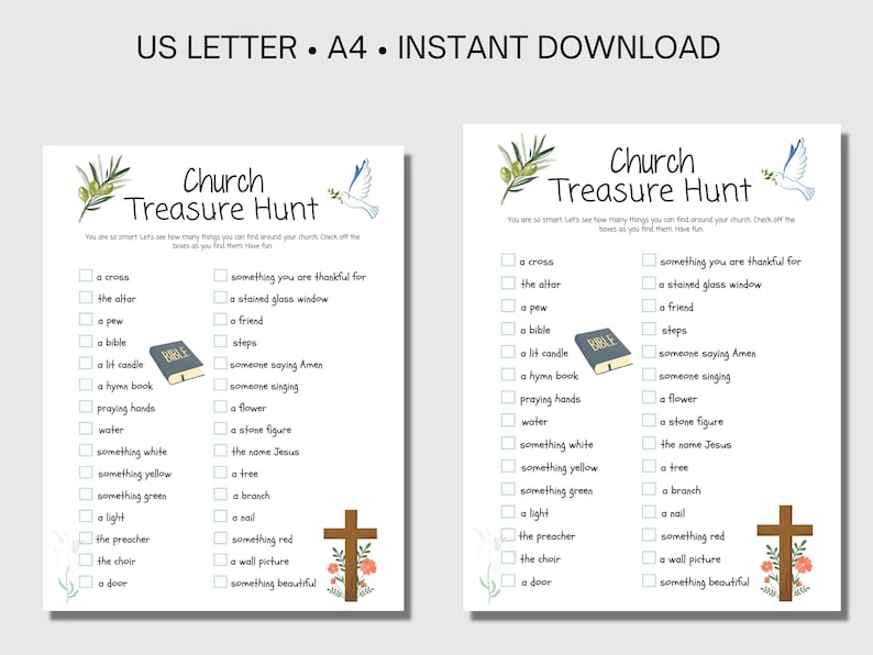 Church Treasure Hunt for Kids, Church Scavenger Hunt, I Spy Game ...