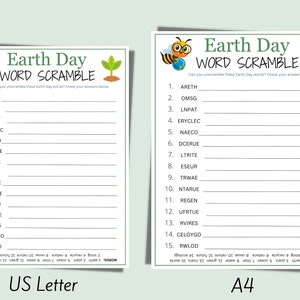 Earth Day Word Scramble, Earth Day Printable Game, Environmental ...
