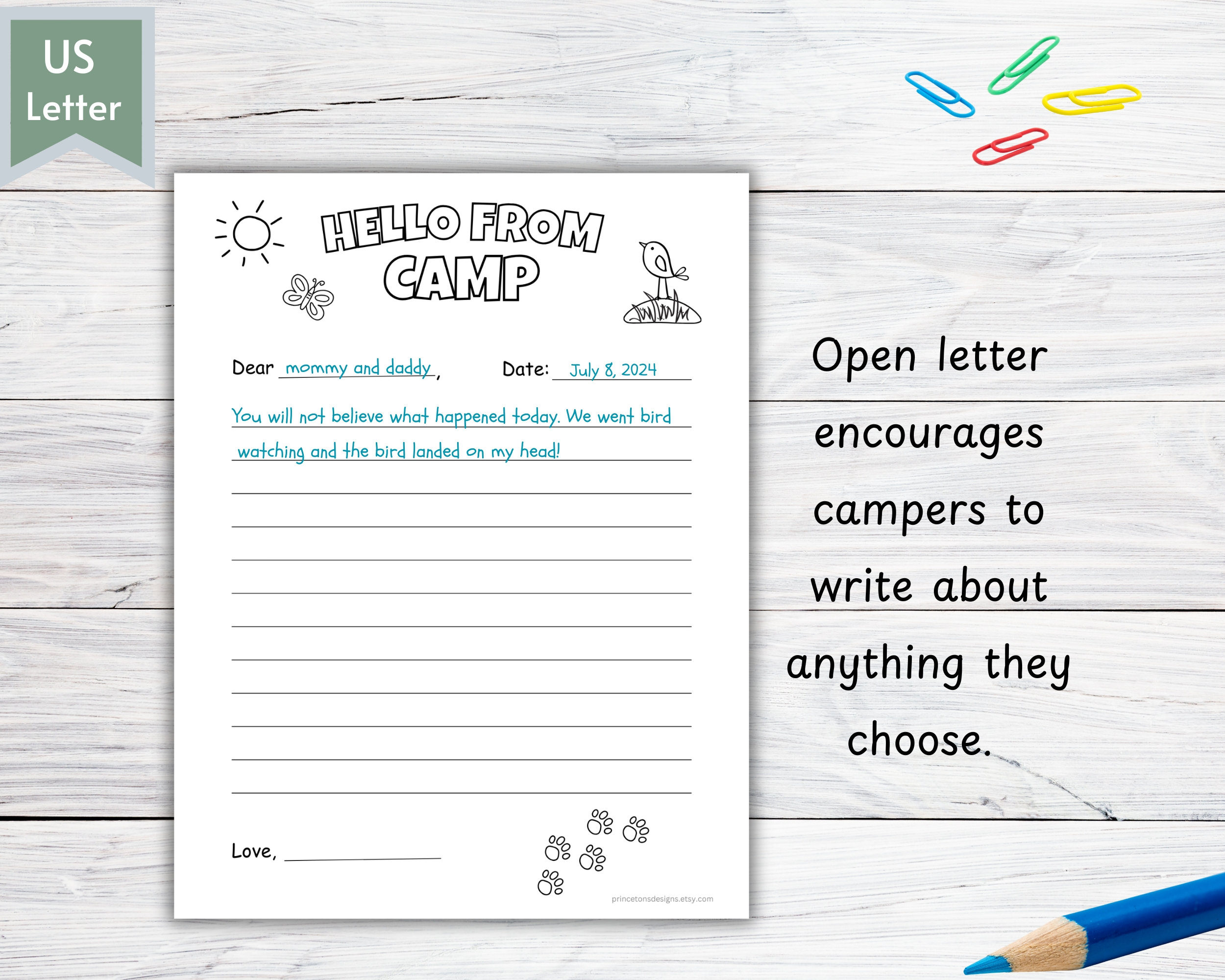 Letter From Camp, Summer Camp Letter Template, Camping Printable ...