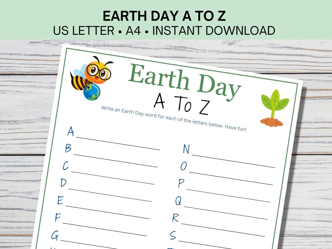 Earth Day Alphabet A to Z Game, Earth Day Printable Games, Activity for ...