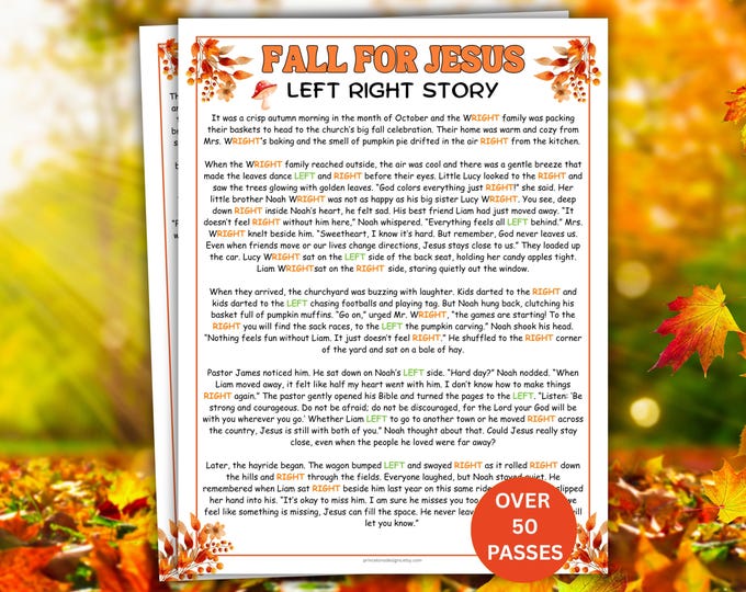 Fall for Jesus Left Right Game, Fall Bible Game, Sunday School Lesson ...