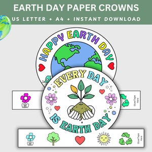 Earth Day Craft, Earth Day Paper Crown Hat, Earth Day Printable ...