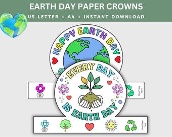 Earth Day Craft, Earth Day Paper Crown Hat, Earth Day Printable ...