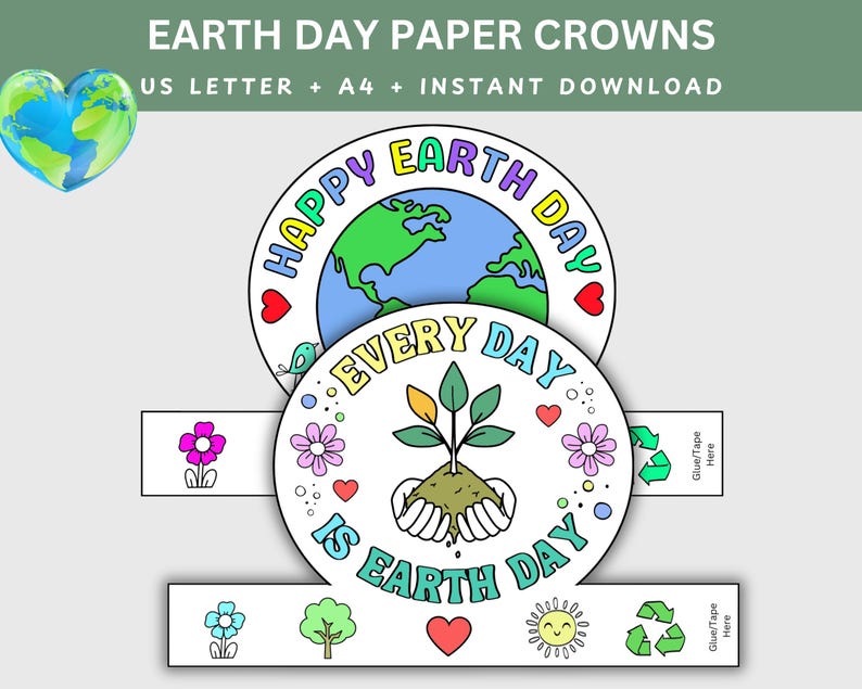 Earth Day Craft, Earth Day Paper Crown Hat, Earth Day Printable ...