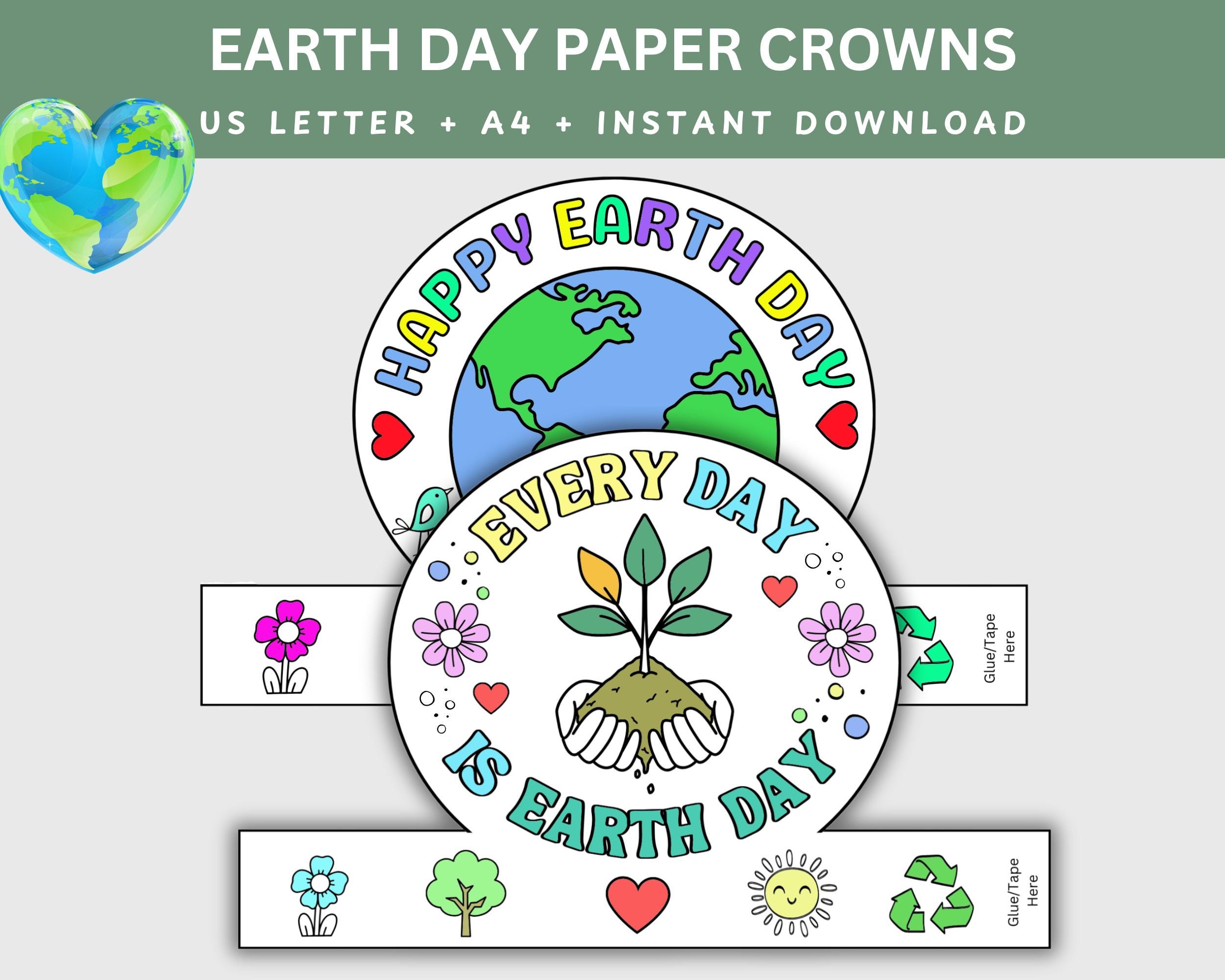 Earth Day Craft, Earth Day Paper Crown Hat, Earth Day Printable ...