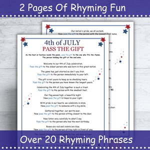 4th of July Game, Pass the Gift Game, Independence Day Printable, Pass ...