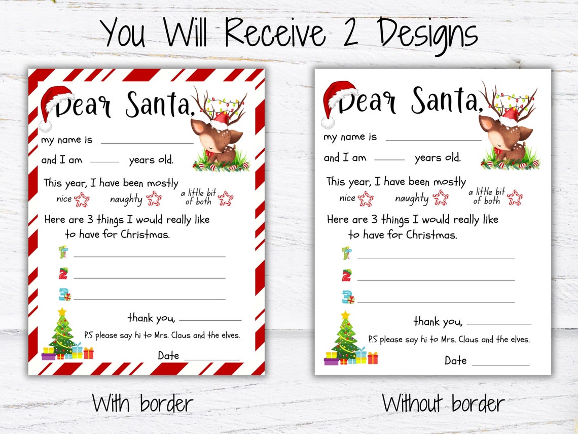 Dear Santa Letter, Letter to Santa Printable, Kids Letter to Santa ...