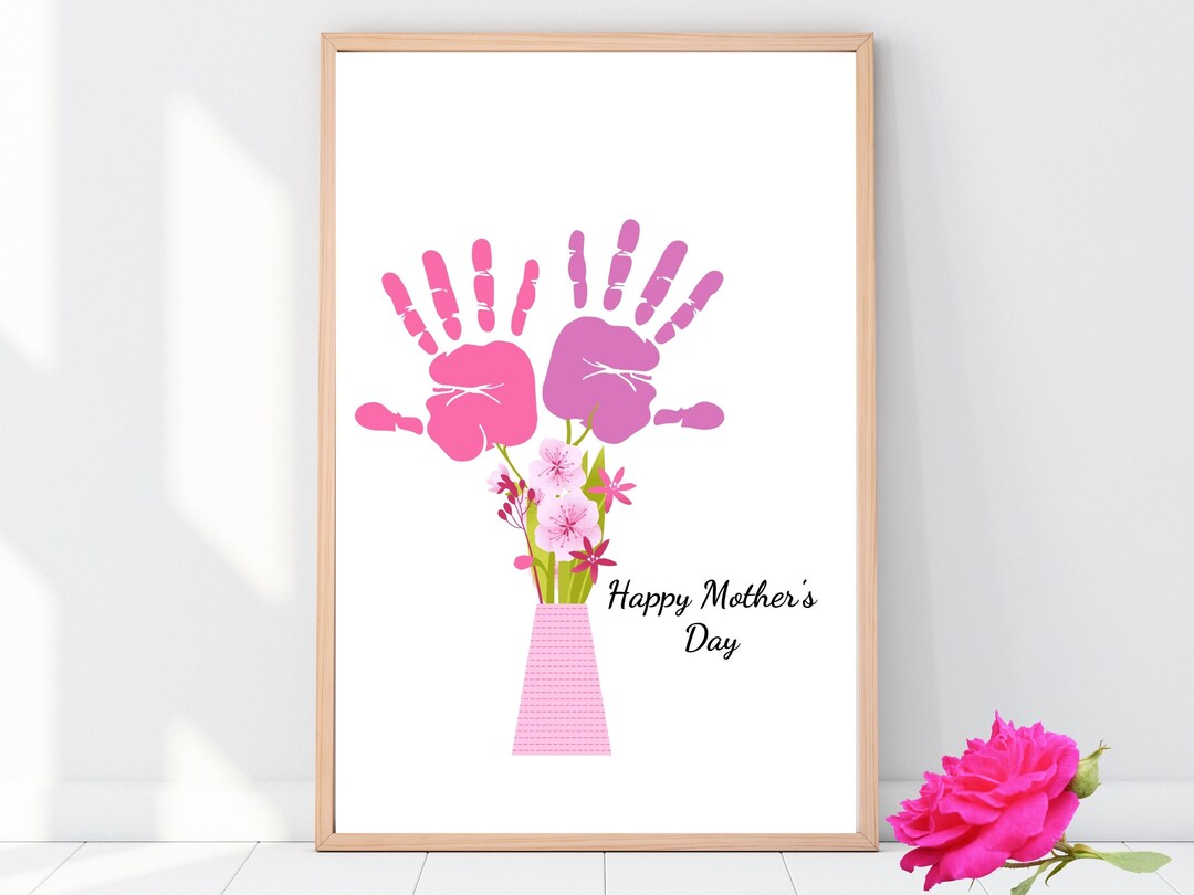 Mothers Day Handprint Art Printable Gift for Mom Mommy Grandma Aunt ...