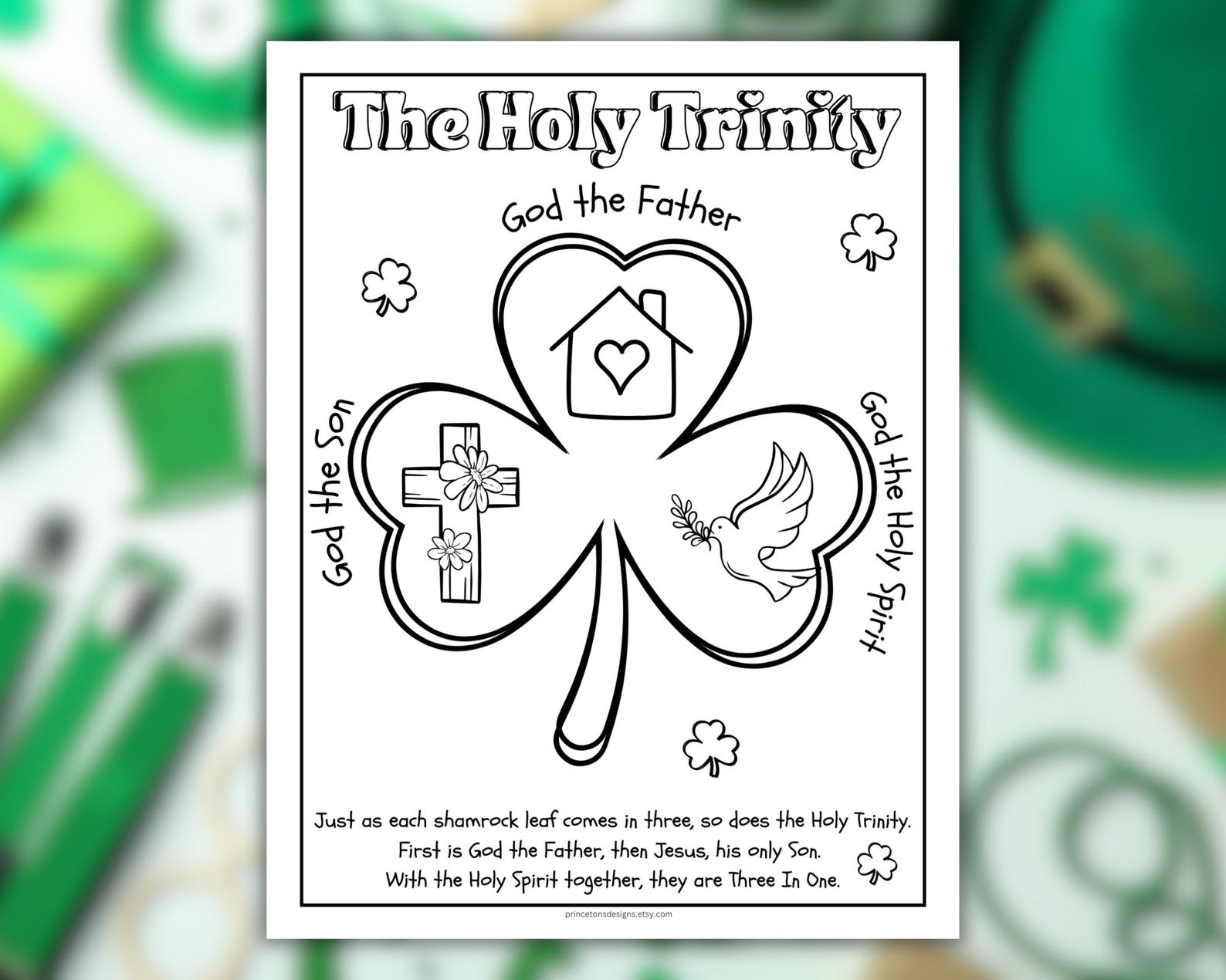 St. Patrick's Day Shamrock Trinity Coloring Page, Christian St Patricks ...