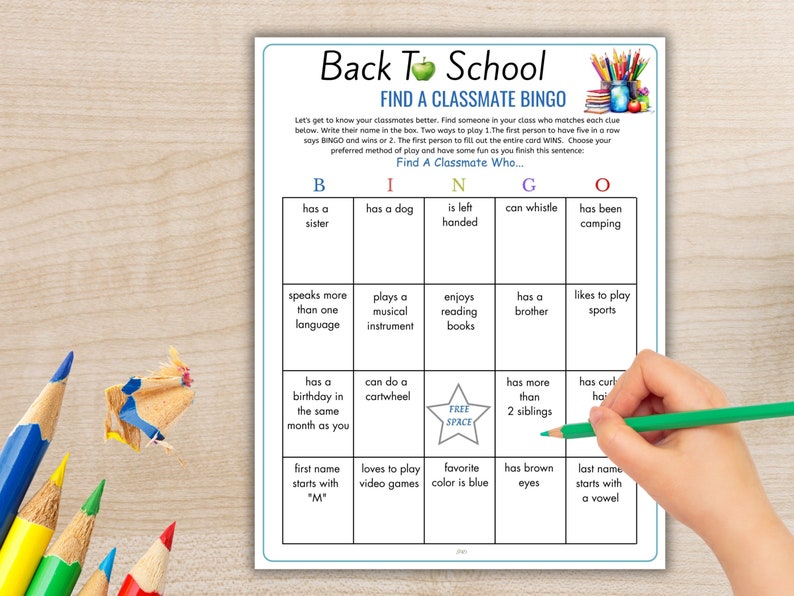 Back to School Bingo, Back to School Game for Kids, First Day of School ...