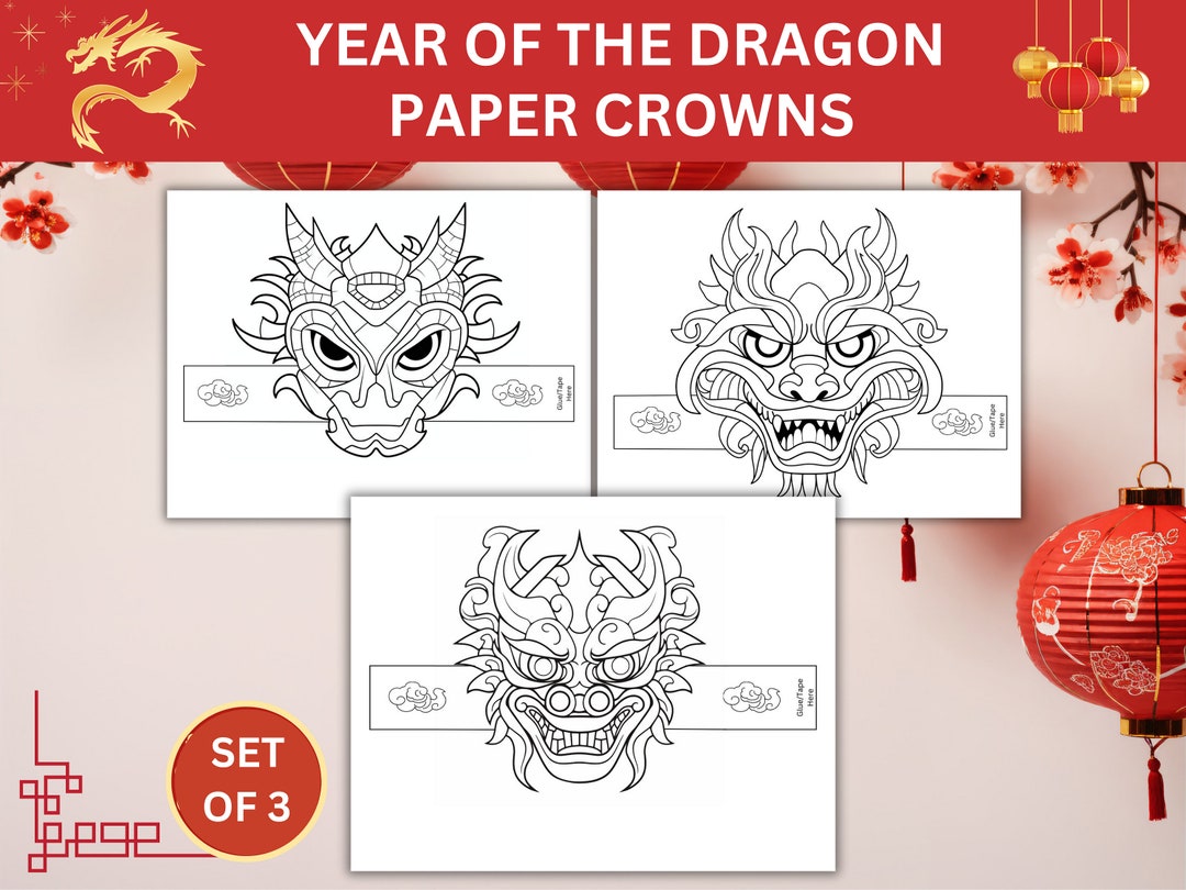 Year of the Dragon Paper Crown Craft Bundle, Lunar New Year 2024 ...