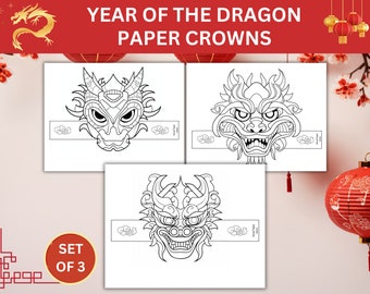 Year of the Dragon Paper Crowns, Year of the Dragon 2024, Lunar New ...