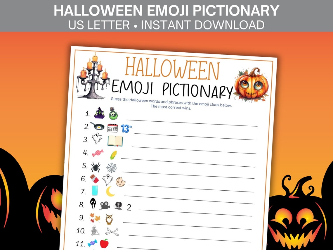Halloween Emoji Pictionary Game, Halloween Quiz, Fun Halloween Games ...