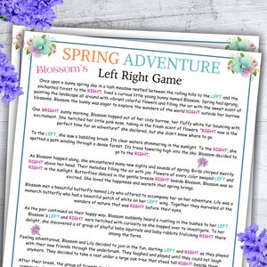 Spring Games Printable, Spring Left Right Game, Spring Party Game, Pass ...
