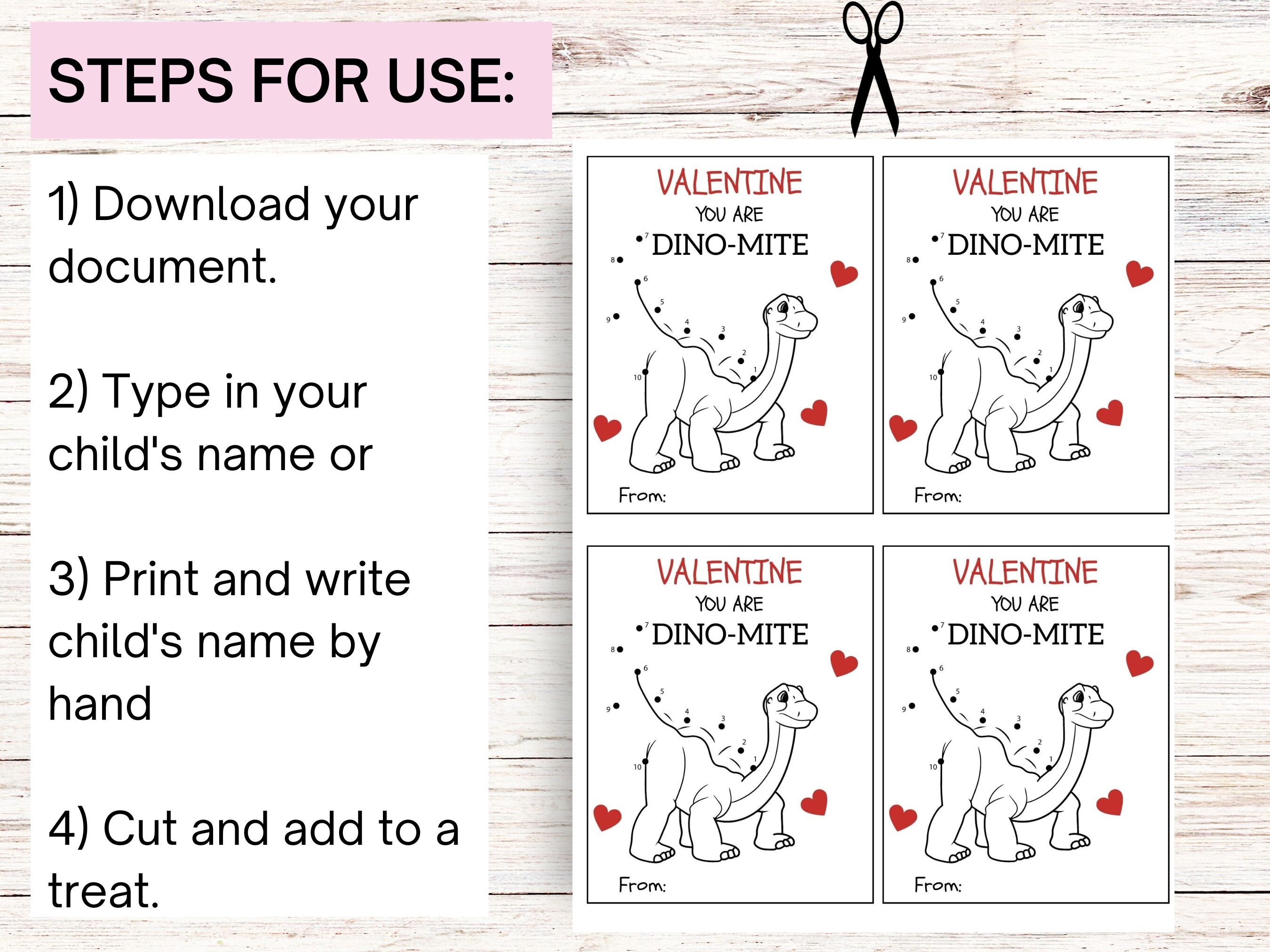 Dinosaur Valentine Cards, Dot to Dot Valentine Printable, Valentine ...