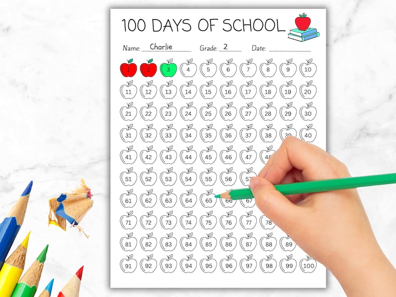 100 Days of School Printable Tracker, 100th Day of School Countdown ...
