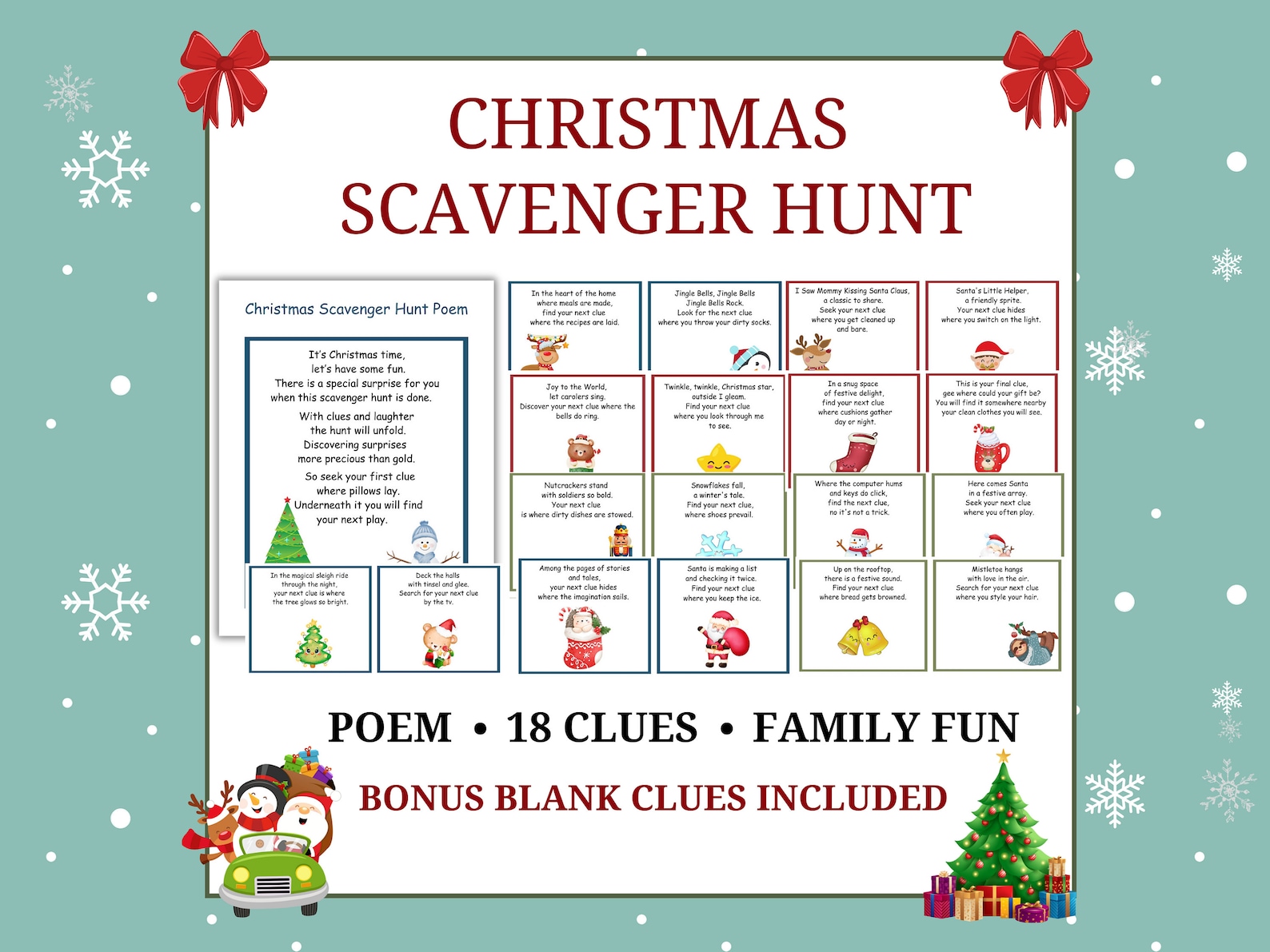Christmas Scavenger Hunt Printable, Indoor Christmas Treasure Hunt ...