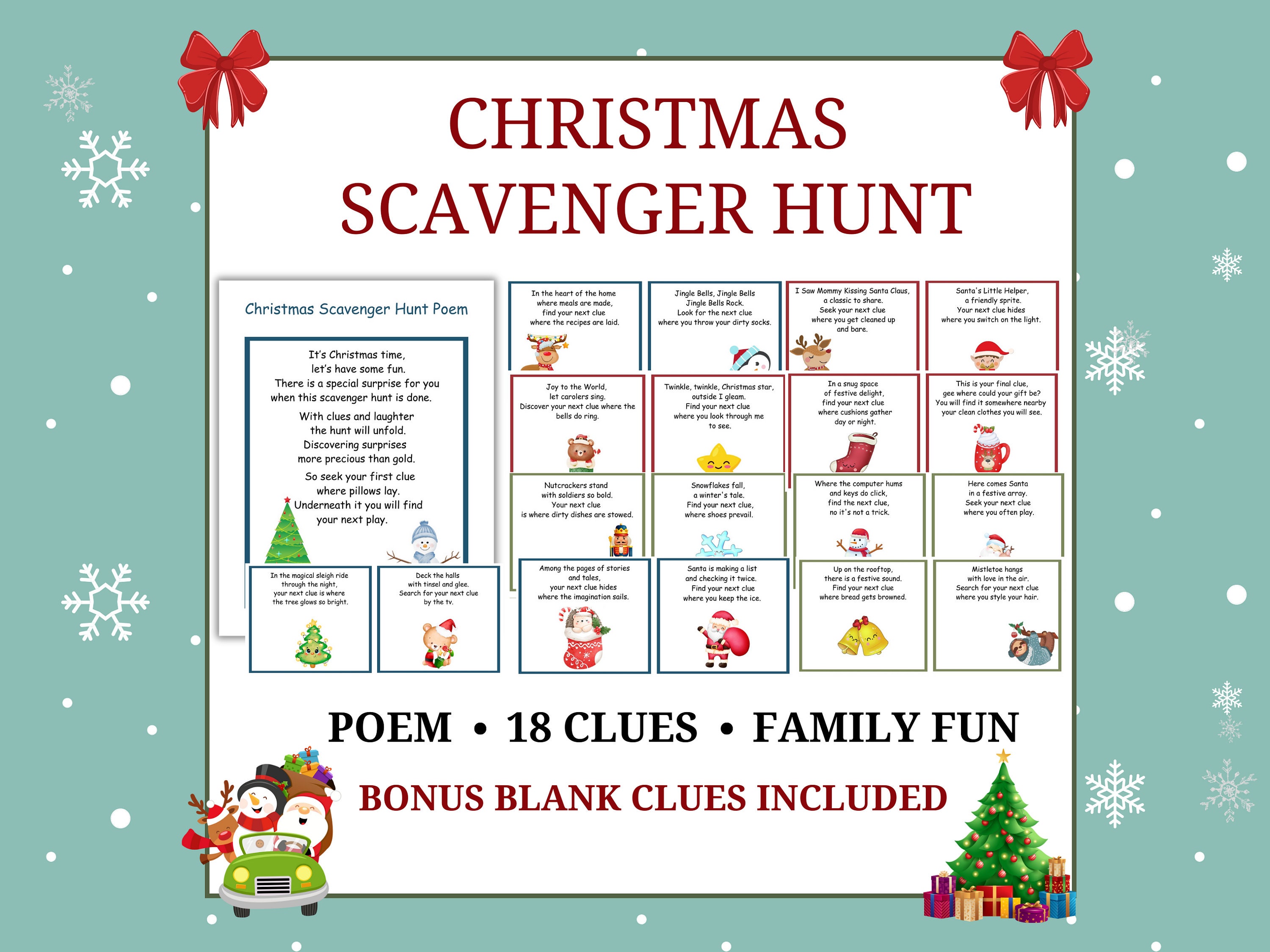 Christmas Scavenger Hunt Printable, Indoor Christmas Treasure Hunt ...
