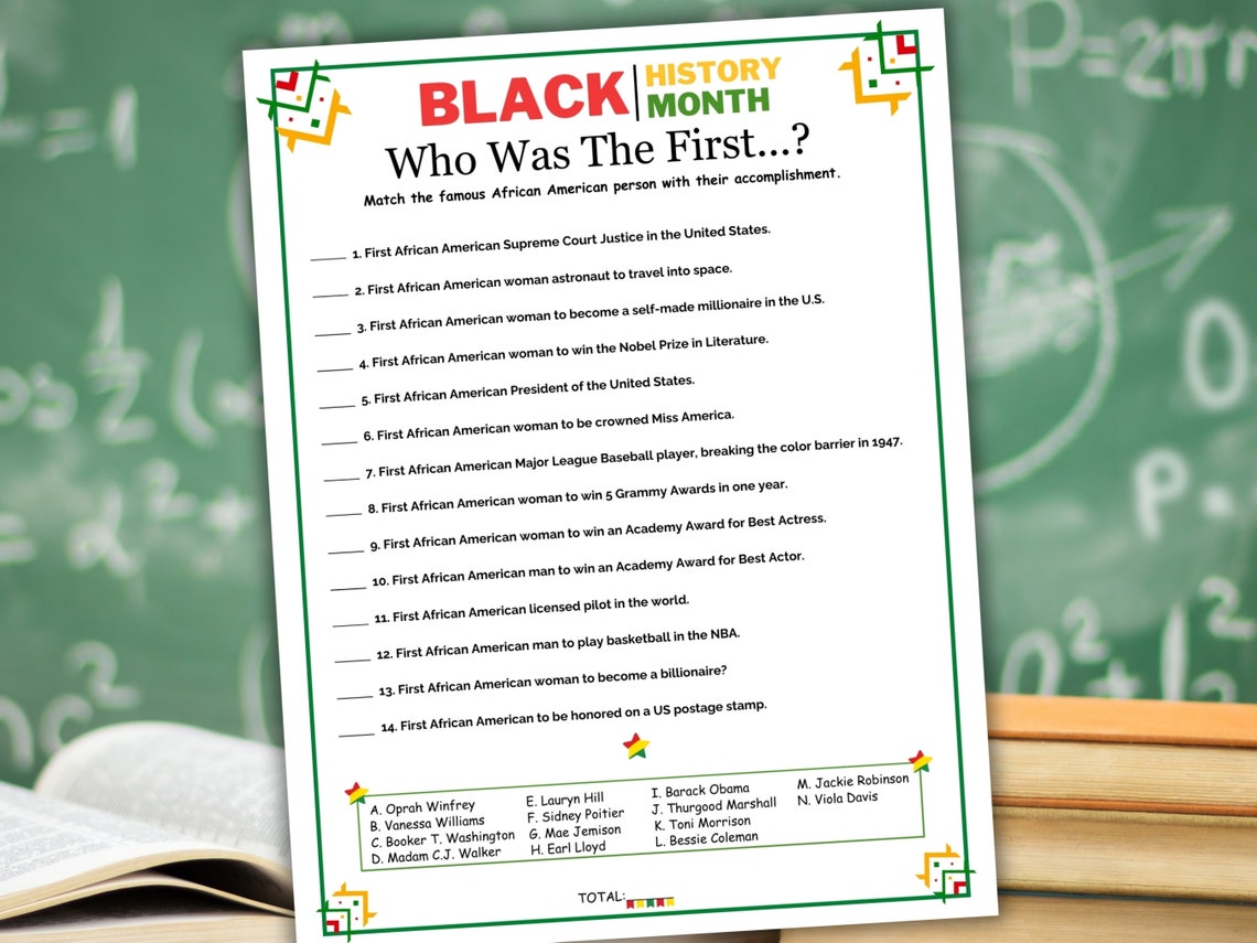 Black History Game, Black History Month Trivia, Famous African American ...
