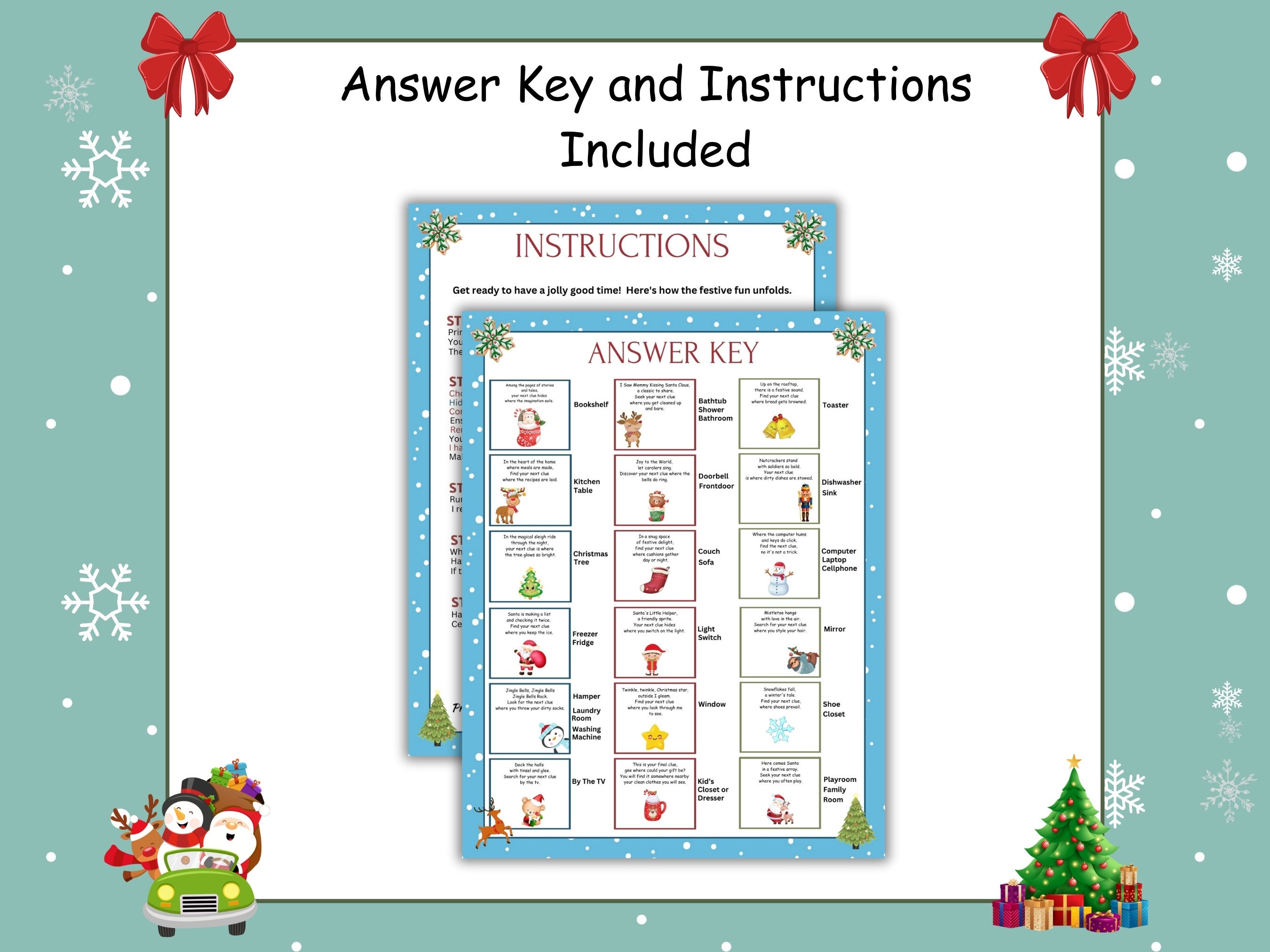 Christmas Scavenger Hunt Printable, Indoor Christmas Treasure Hunt ...