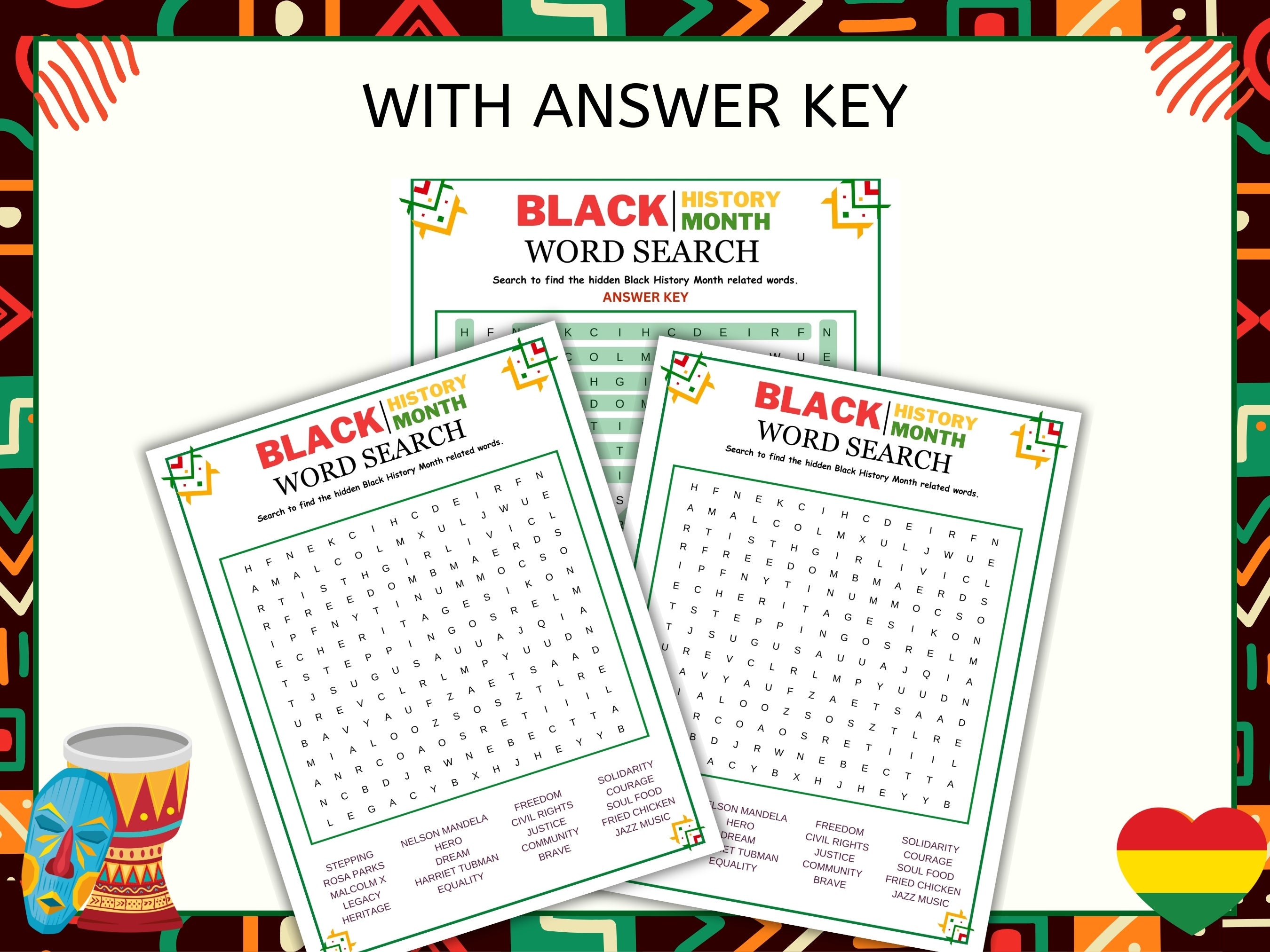 Black History Month Word Search Game, Black History Game, African ...