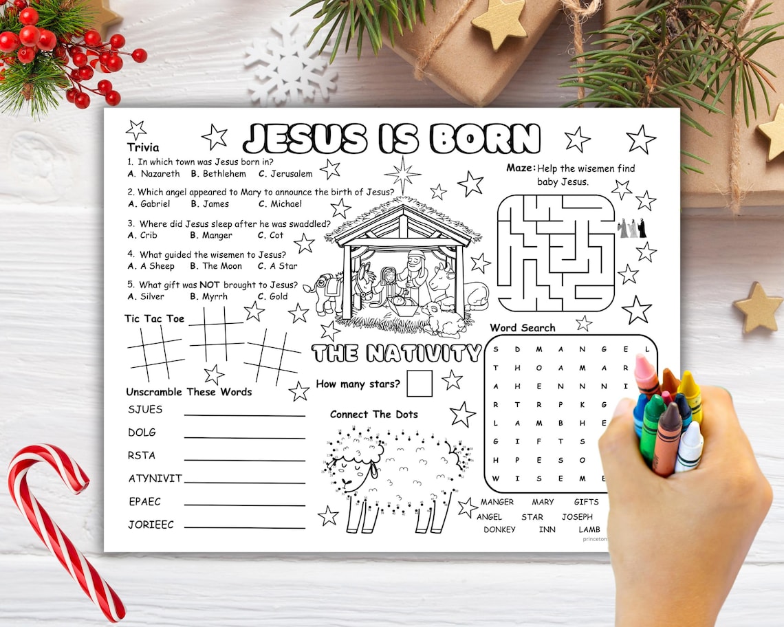 Nativity Activity Placemat Printable, Christian Advent Activity ...