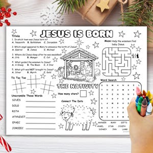 Nativity Activity Placemat Printable, Christian Advent Activity ...