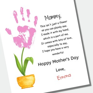 Mothers Day Handprint Craft Printable, Mothers Day Poem, Flower ...