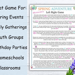 Spring Games Printable, Spring Left Right Game, Spring Party Game, Pass ...