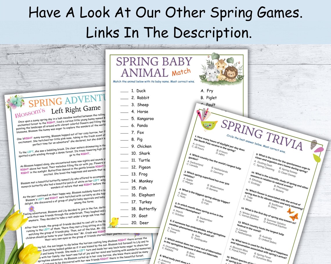 Spring Games Printable, Spring Left Right Game, Spring Party Game, Pass ...
