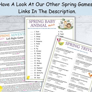 Spring Games Printable, Spring Left Right Game, Spring Party Game, Pass ...