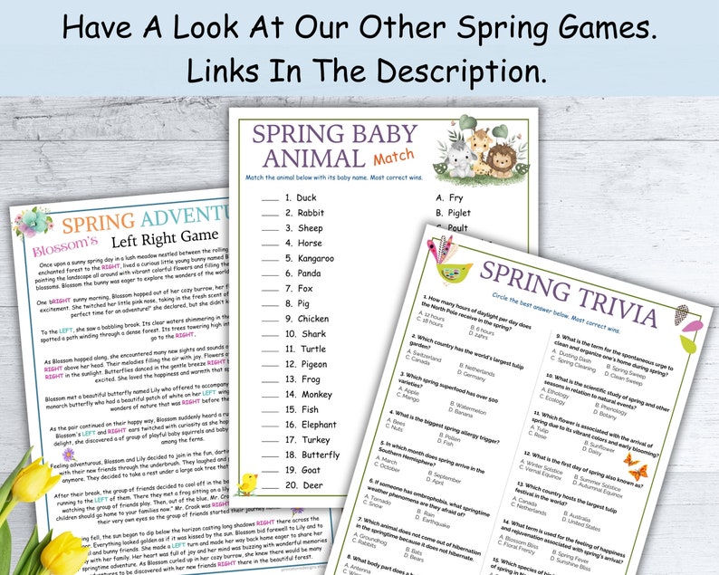 Spring Games Printable, Spring Left Right Game, Spring Party Game, Pass ...