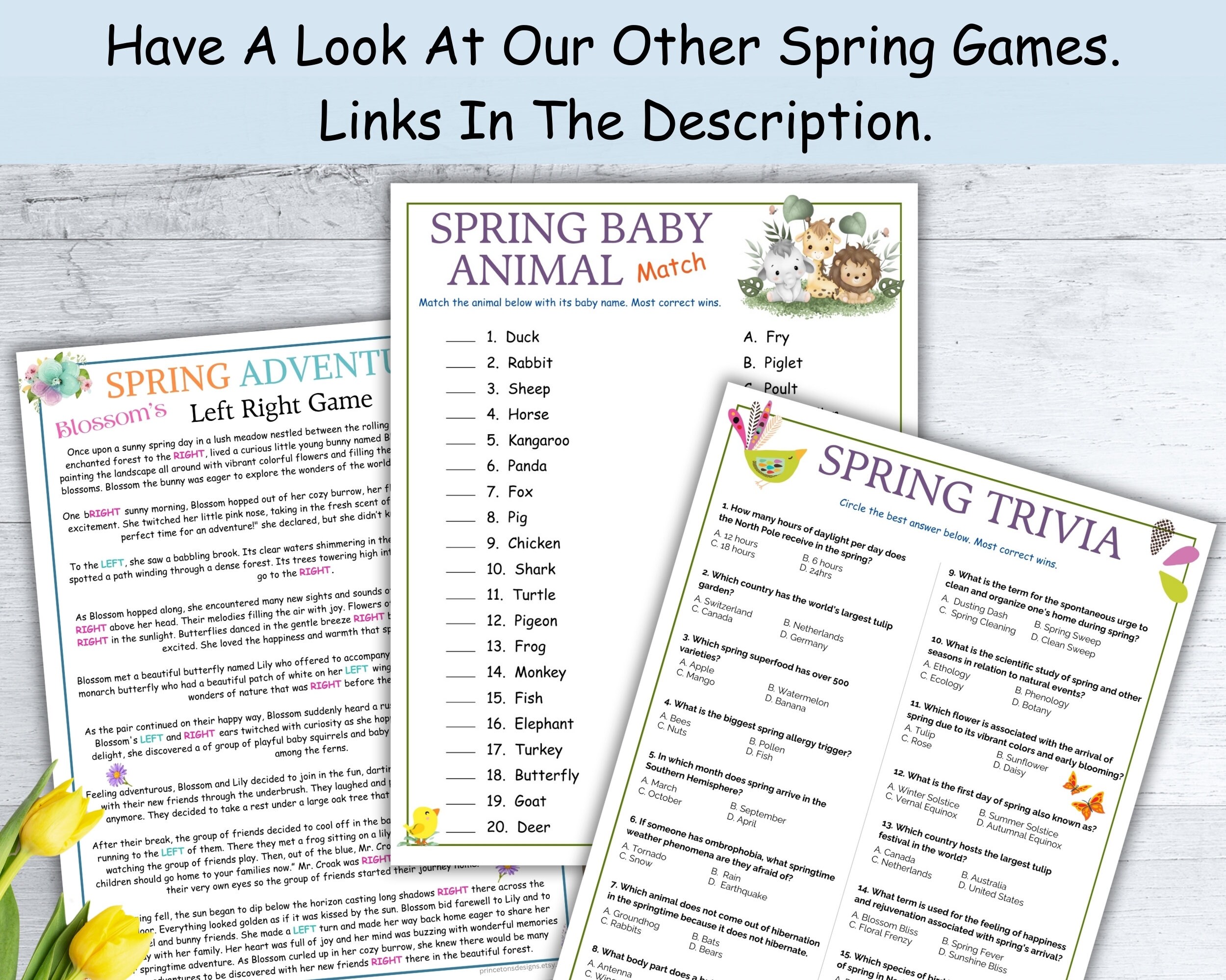 Spring Games Printable, Spring Left Right Game, Spring Party Game, Pass ...