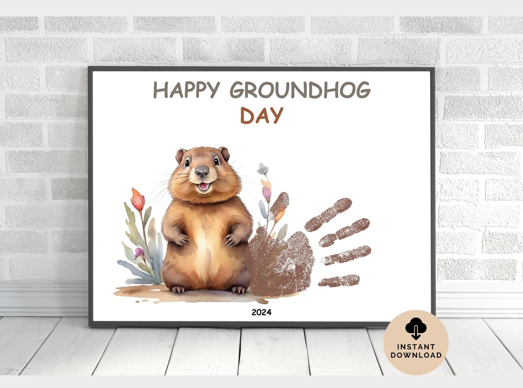 Groundhog Day Handprint Art Craft, Footprint Art, Handprint Footprint ...