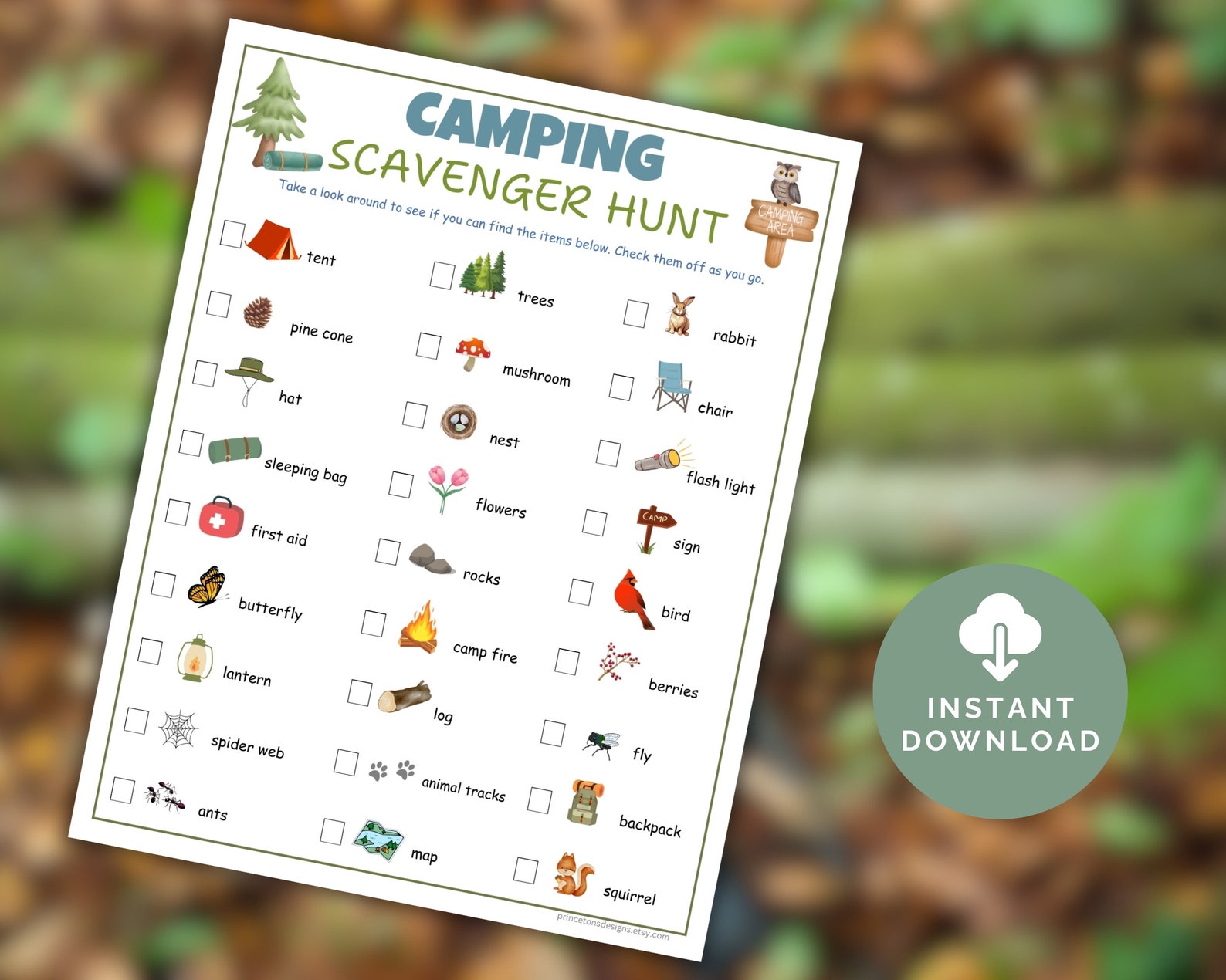 Camping Scavenger Hunt, Outdoor Treasure Hunt, Nature Scavenger Hunt ...