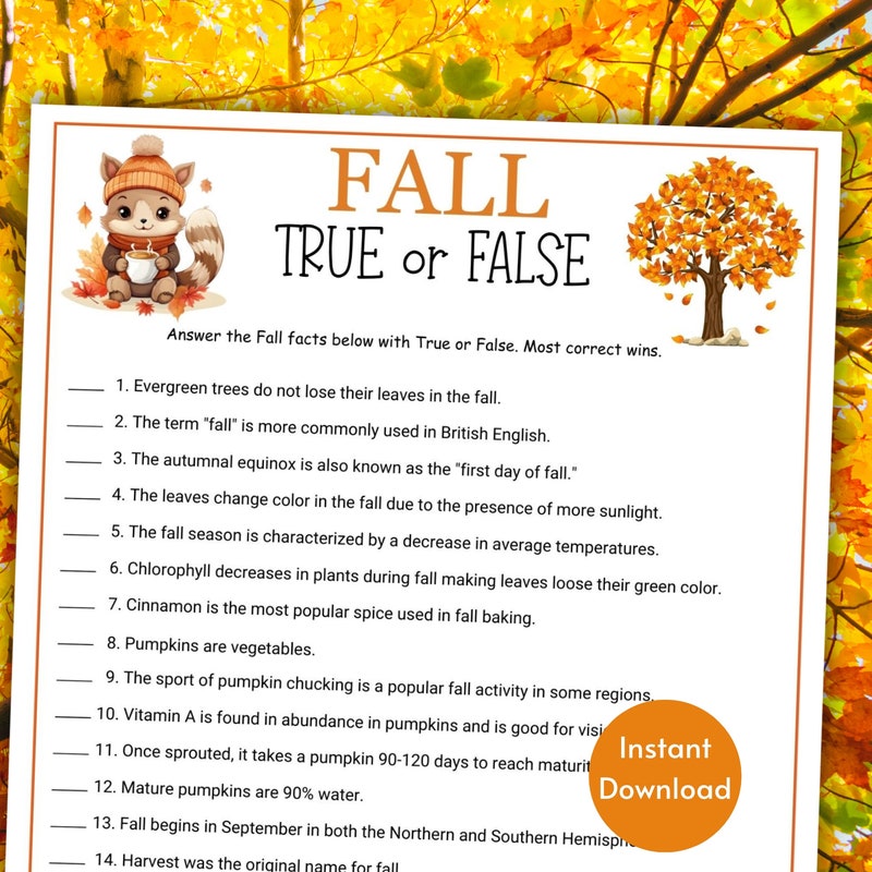 Autumn Games Printable - Etsy