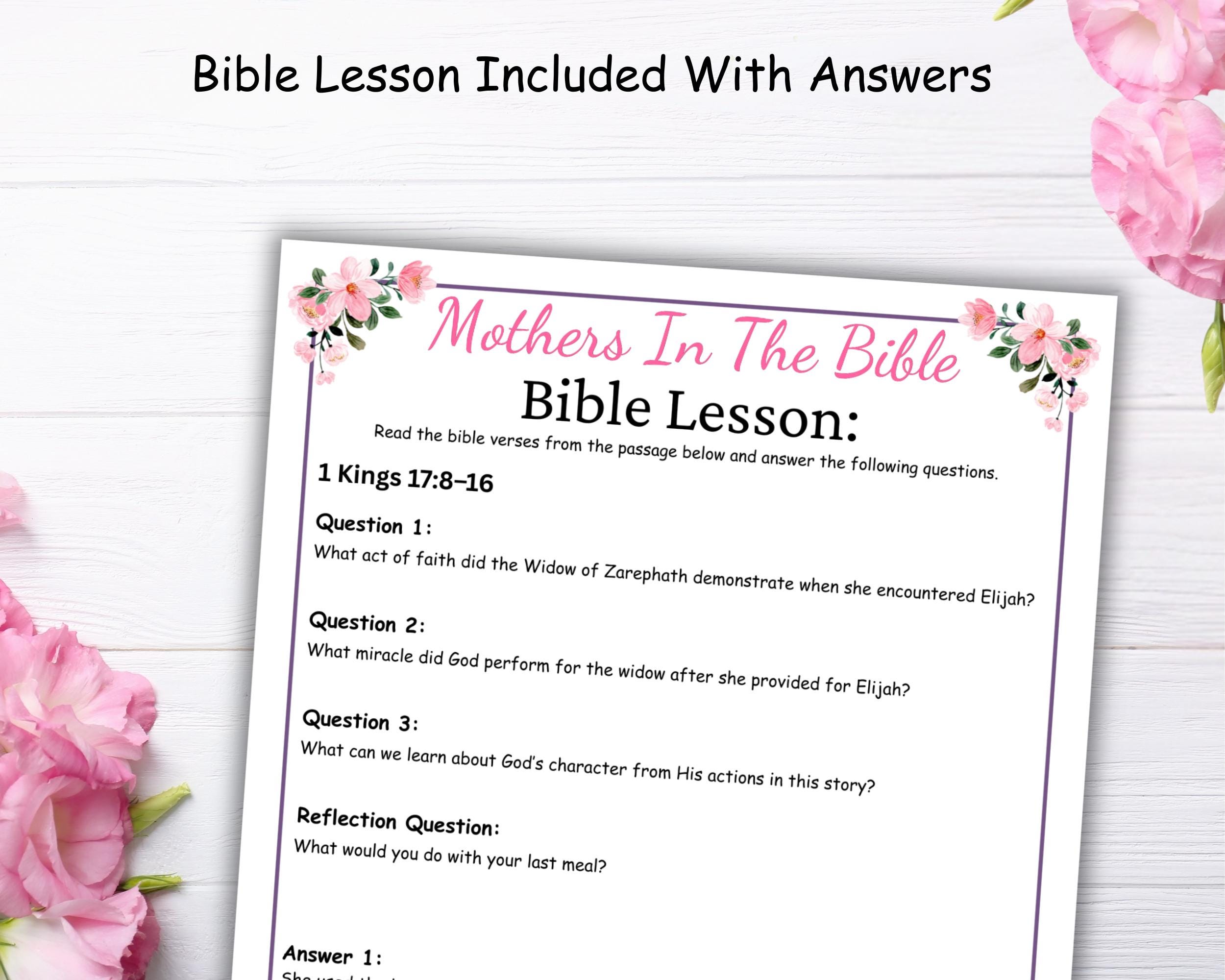 Mothers in the Bible Matching Game, Mother's Day Trivia, Bible Lesson ...