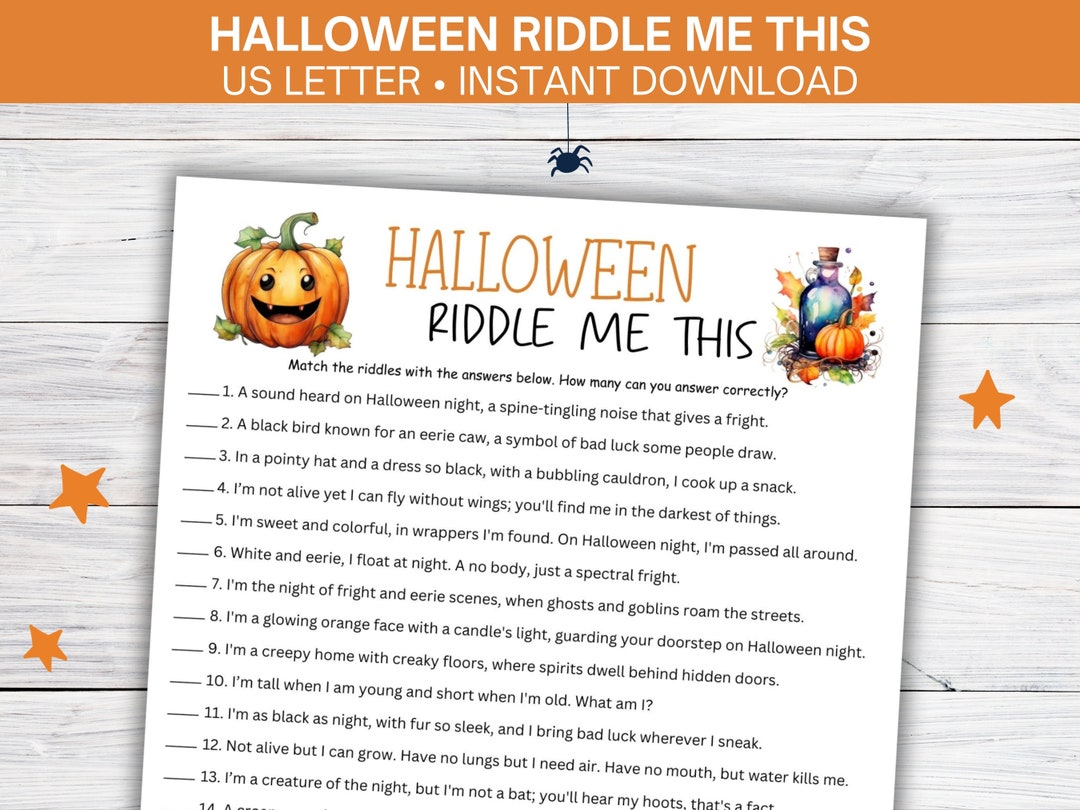 Halloween Riddle Me This, Halloween Trivia Game, Halloween Riddles ...