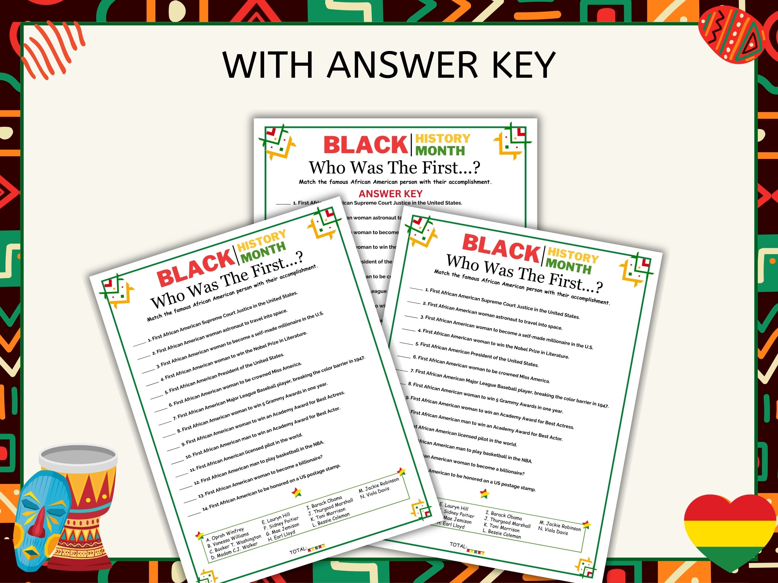 Black History Month Games Bundle, Black History Trivia, Black History ...