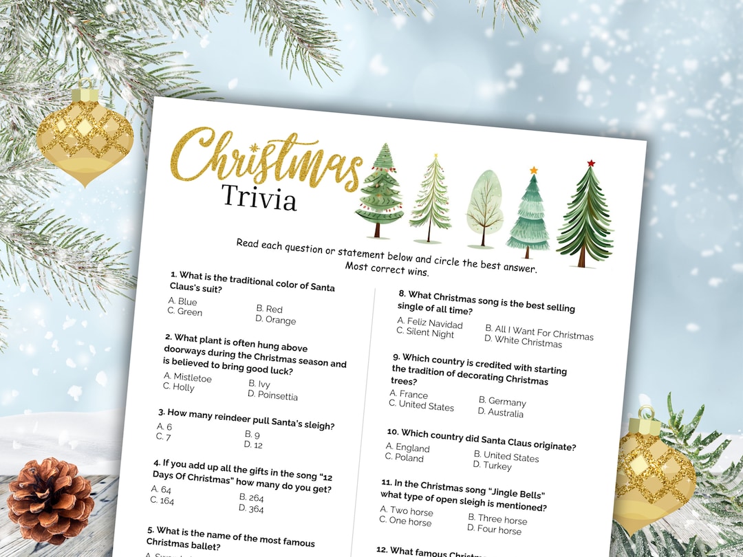 Christmas Trivia Game, Holiday Party Game, Christmas Games Printable ...