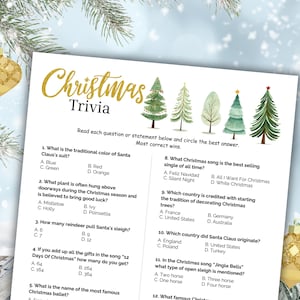 Christmas Trivia Game, Holiday Party Game, Christmas Games Printable ...