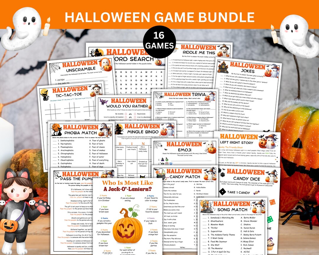 Halloween Games Bundle, Printable Halloween Games, Halloween Party Game ...