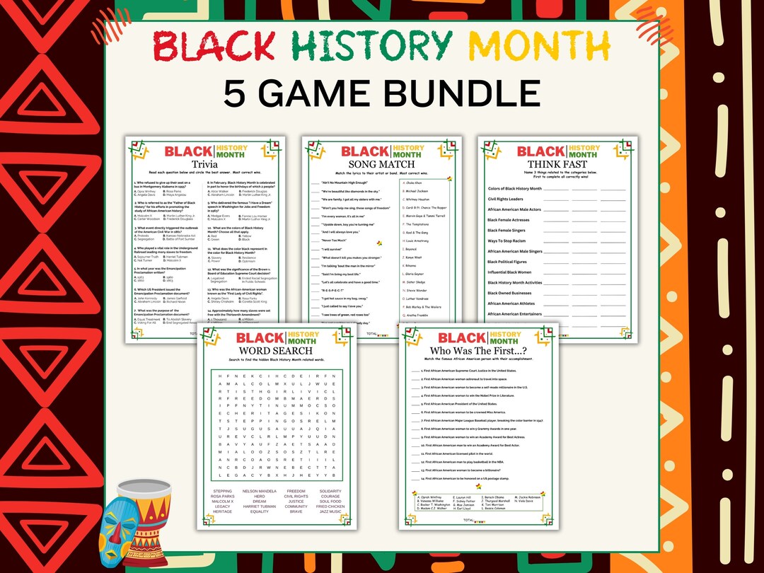 Black History Month Games Bundle, Black History Trivia, Black History ...