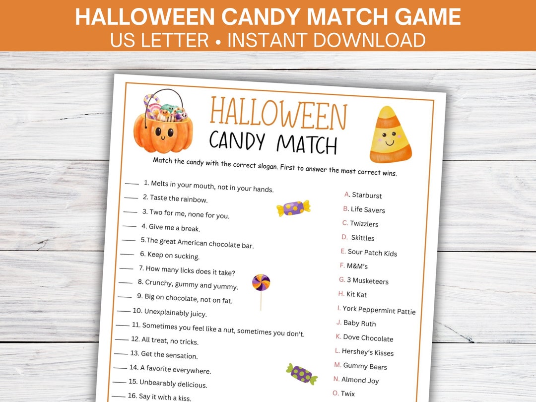 Halloween Candy Match Game, Halloween Trivia, Halloween Party Games ...