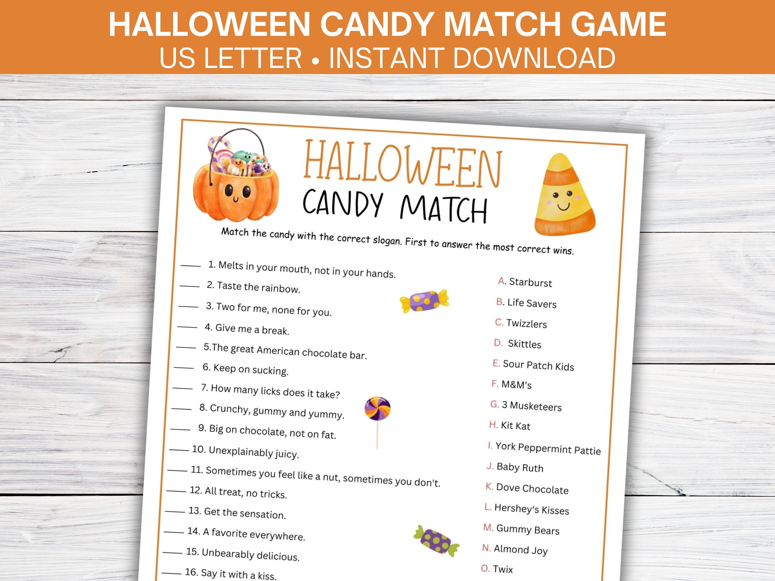 Halloween Candy Match Game, Halloween Trivia, Halloween Party Games ...